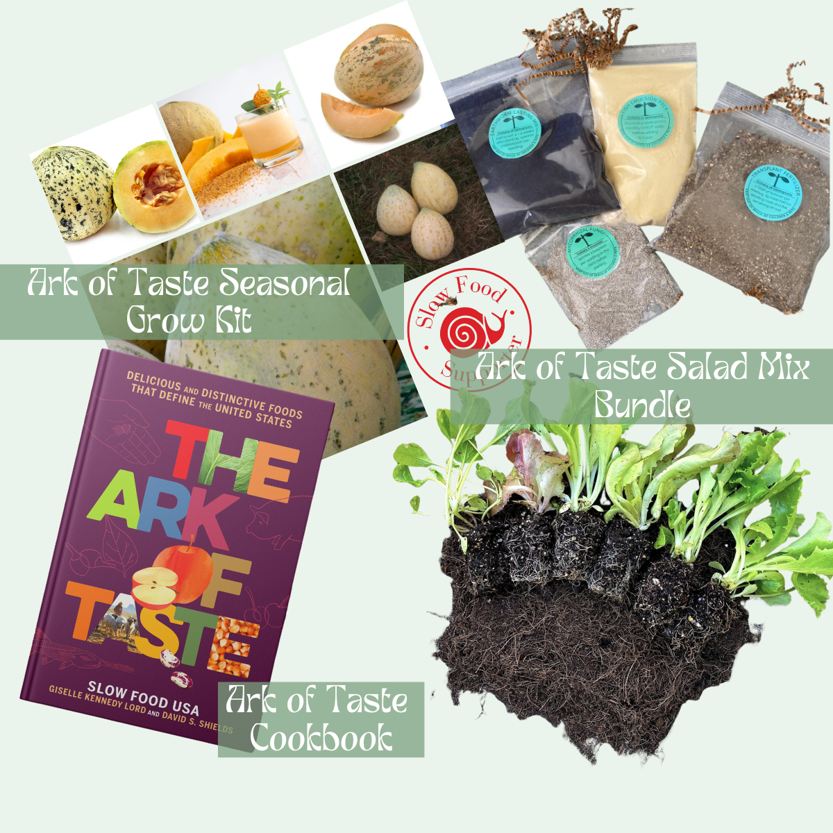 Ark of Taste Crane Melon - Seasonal Grow Kit + 6-Pack Lettuce + AOT Bo ...